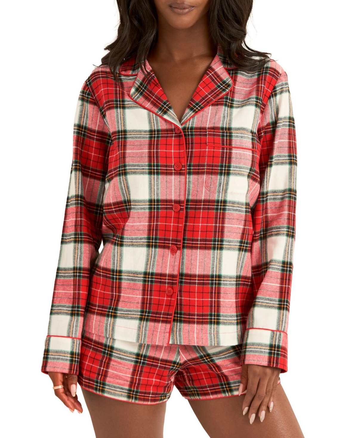 Click here for Adore Me Womens Cecelia Pajama Set - Plaid beige prices