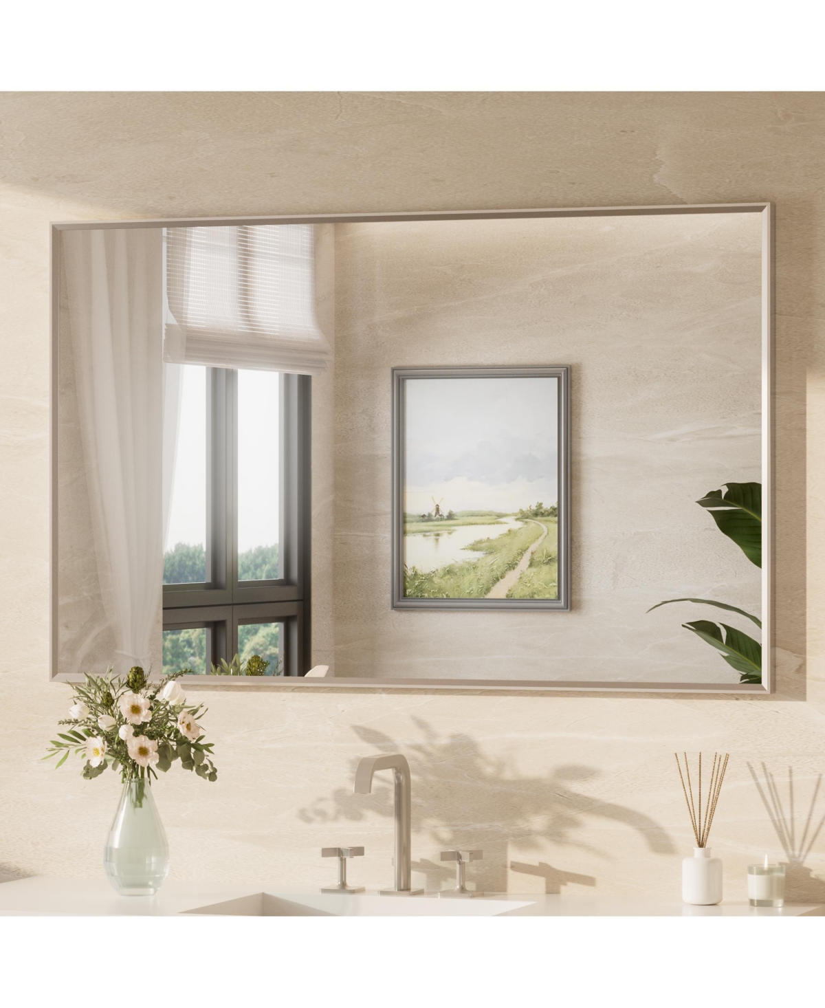 Click here for Keonjinn Inch Brushed Nickel Bathroom Vanity Mirro... prices