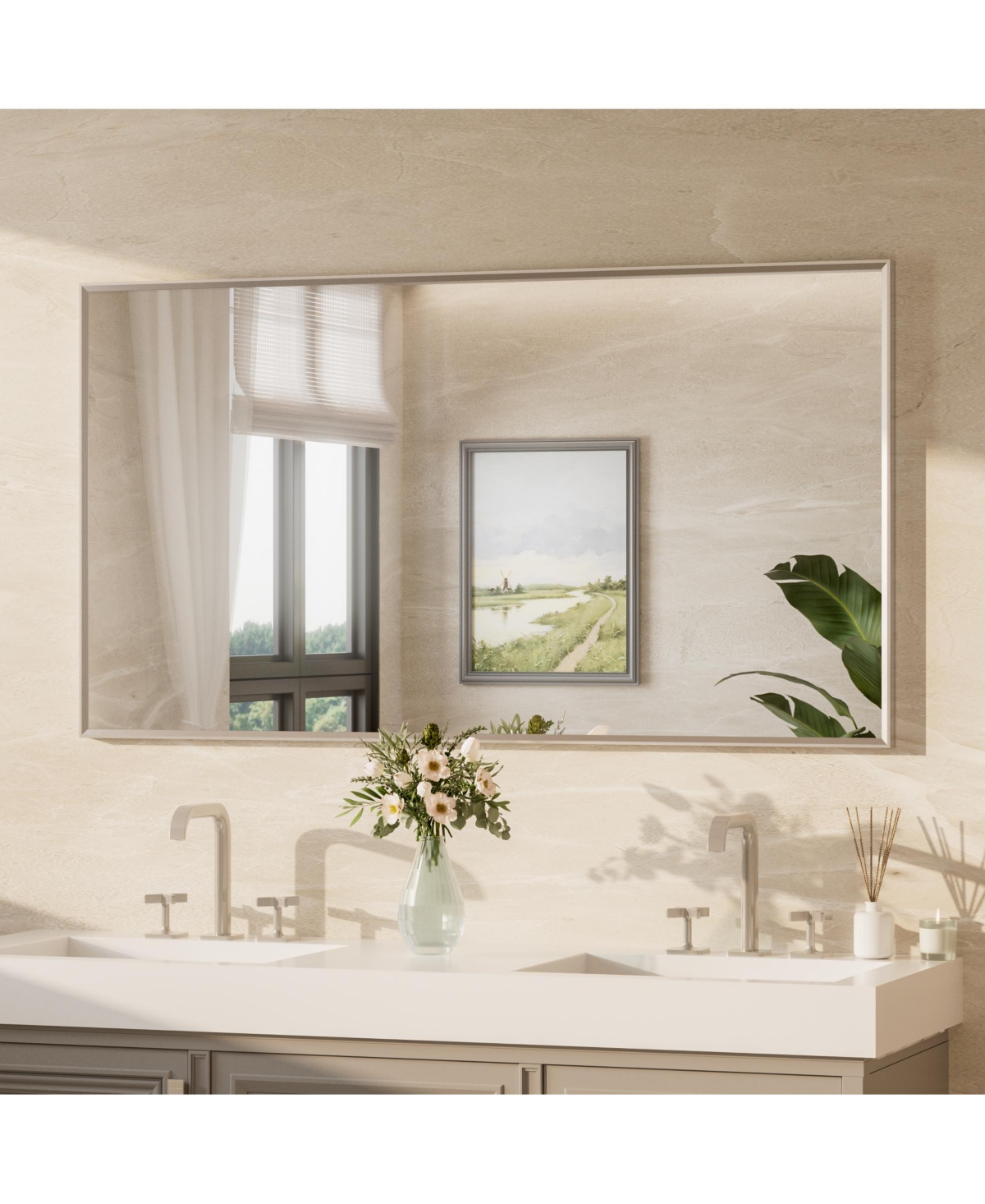 Click here for Keonjinn Inch Brushed Nickel Bathroom Vanity Mirro... prices