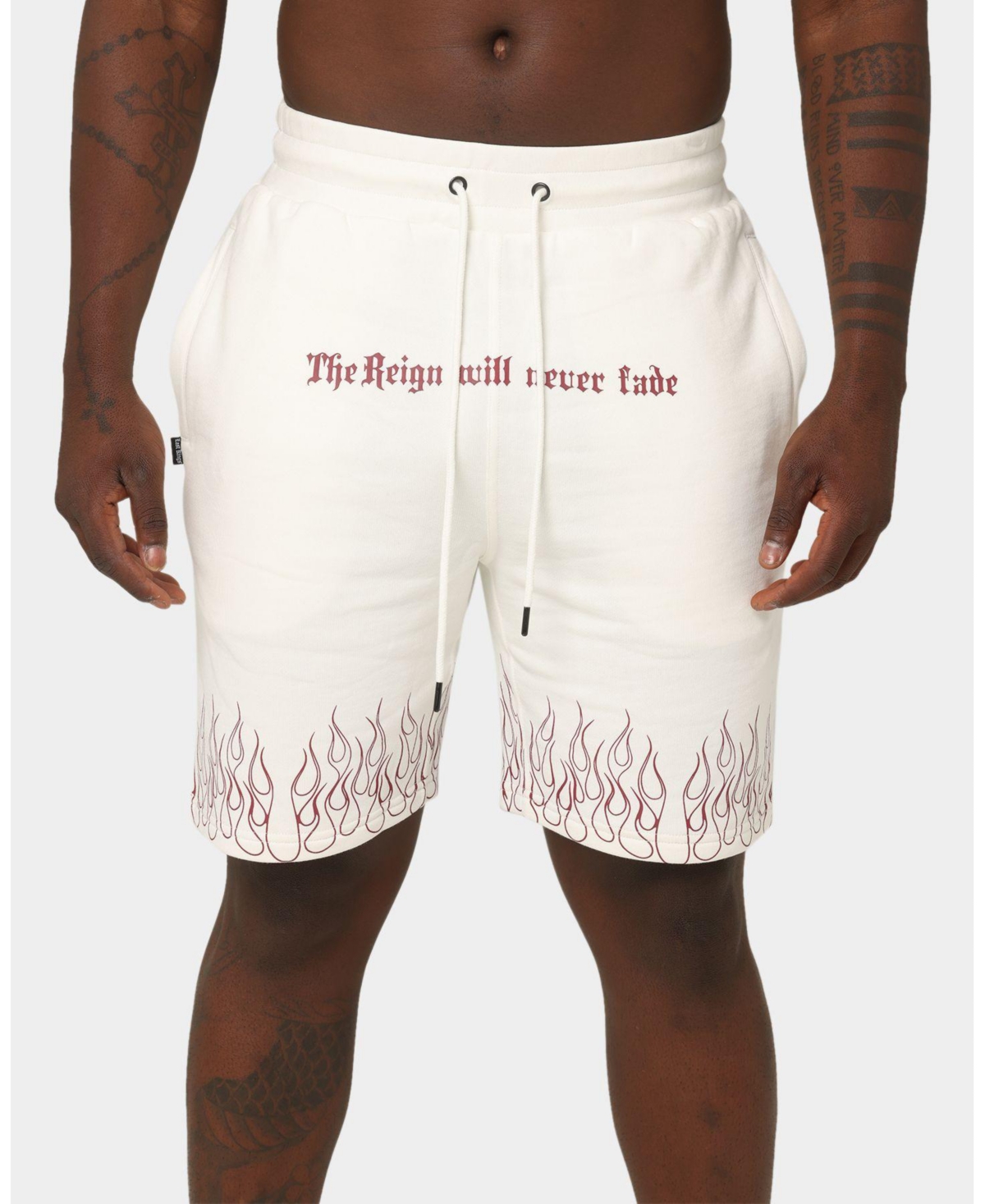 Click here for Last Kings Mens Flaming Pharaohs Sweat Shorts - Wh... prices