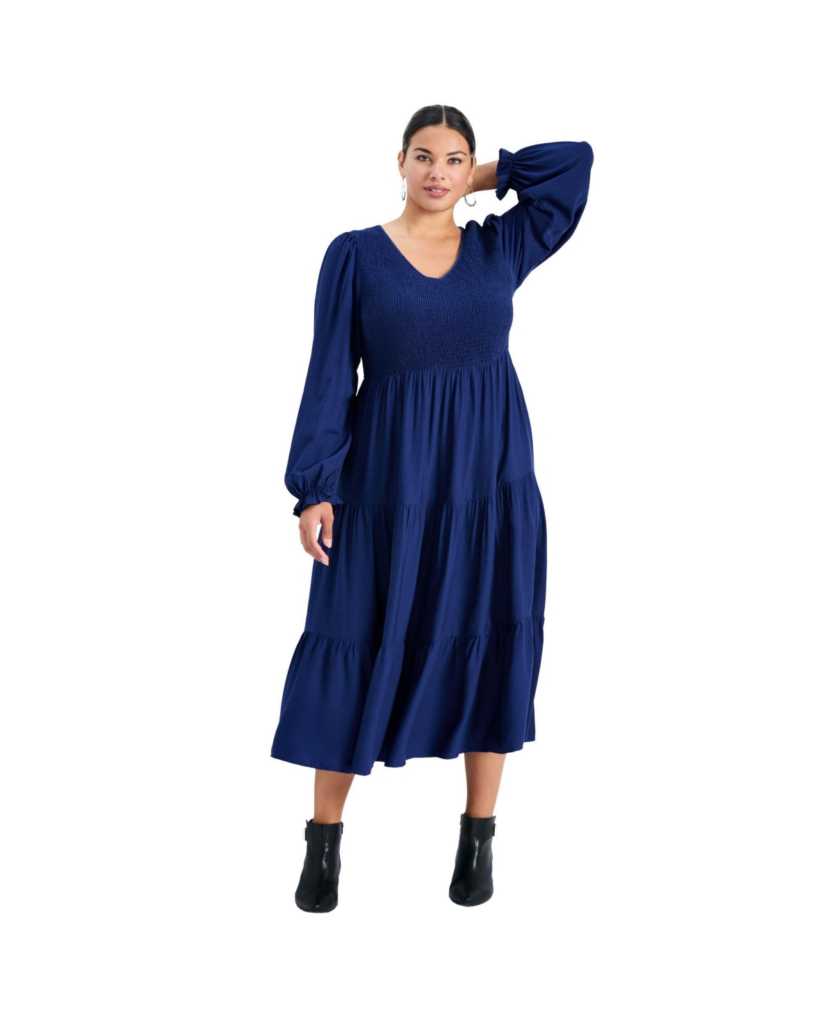 Click here for Avenue Womens Plus Size Indi Puff Sleeve Shirred D... prices