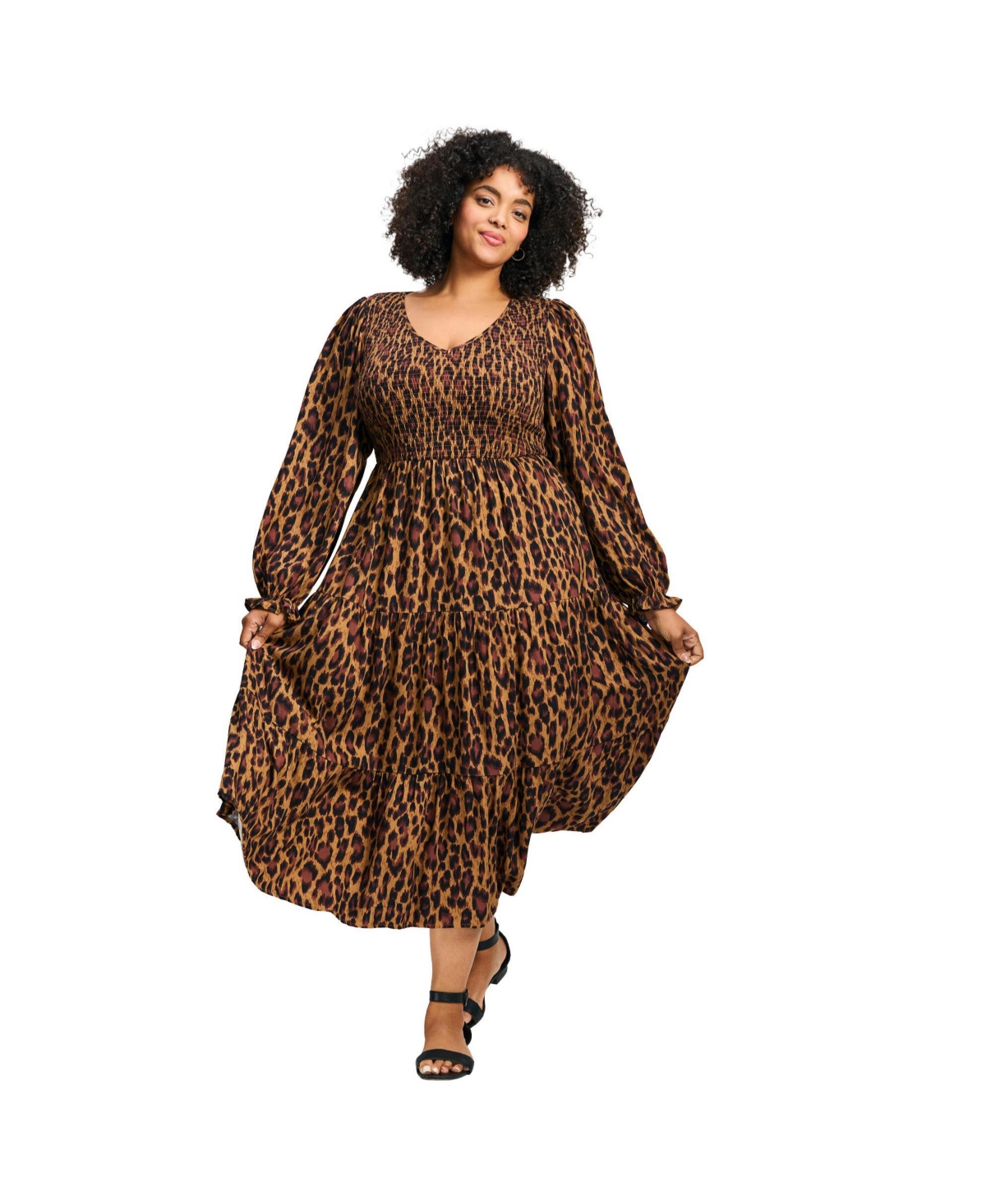 Click here for Avenue Womens Plus Size Indi Puff Sleeve Shirred D... prices