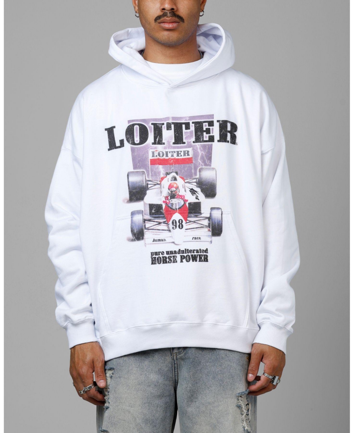 Click here for Loiter Mens Horse Power Hoodie - White prices