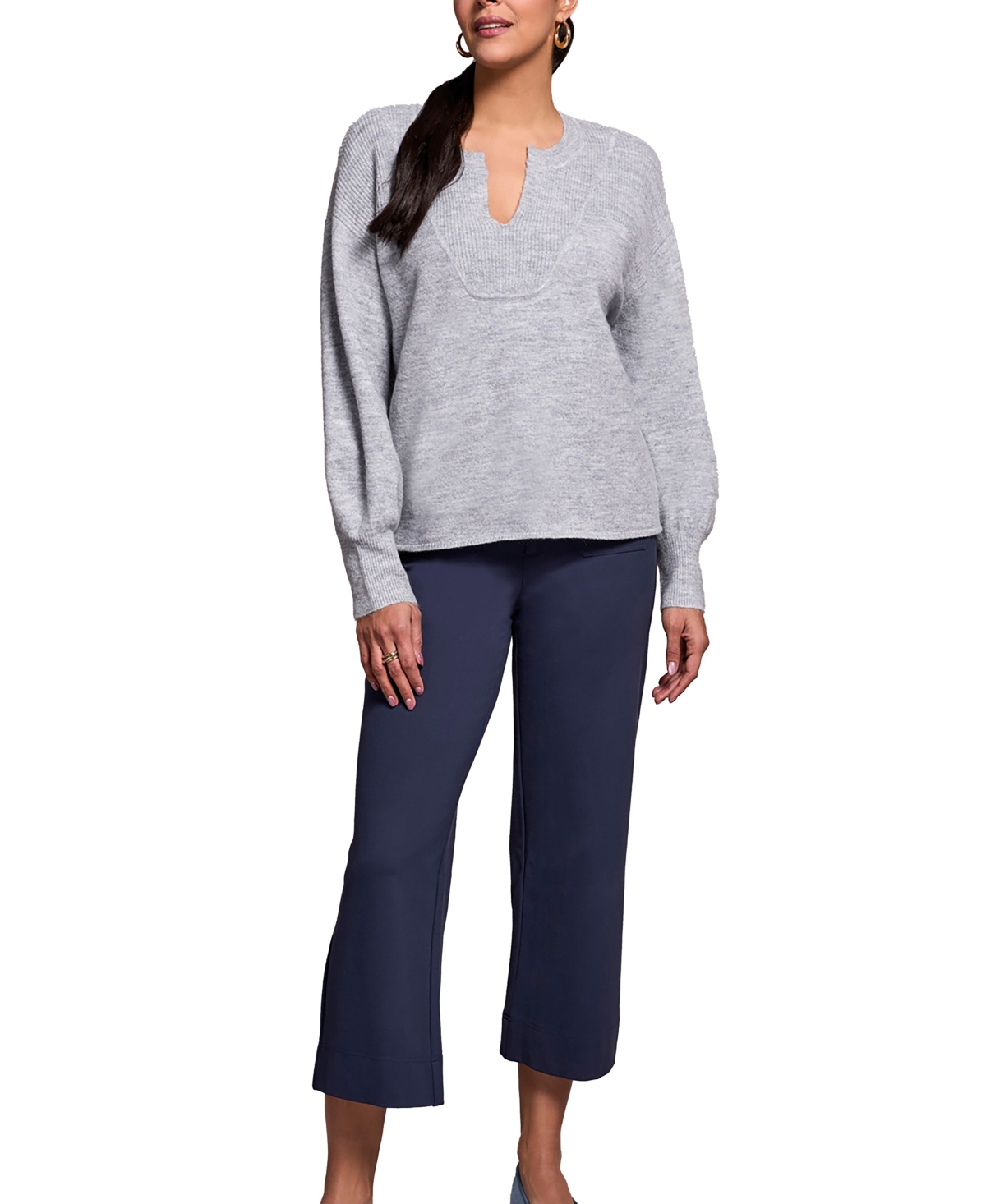 Click here for Tribal Womens Mandarin Collar Long Puff Sleeve Swe... prices