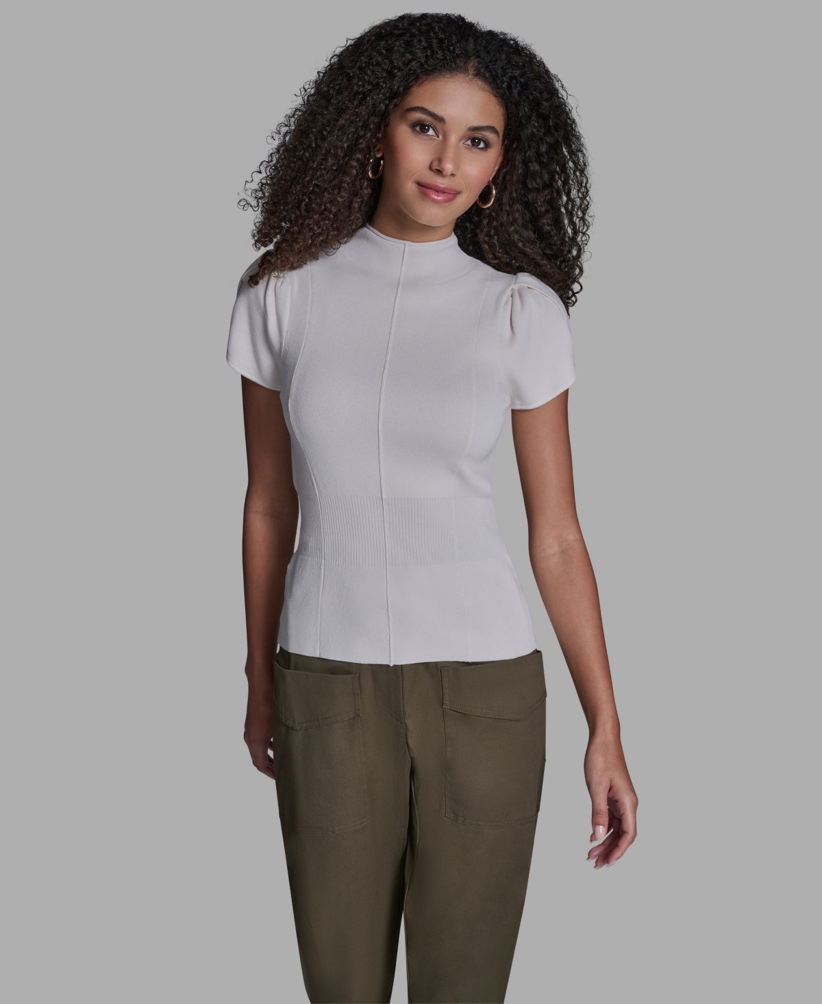 Click here for Bcbg Womens Tulip Sleeve Cinch Waist Pull-On Top -... prices