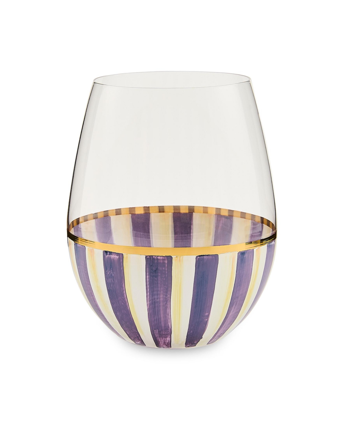 Click here for MacKenzie-Childs Violet Stripe Stemless Wine Glass... prices