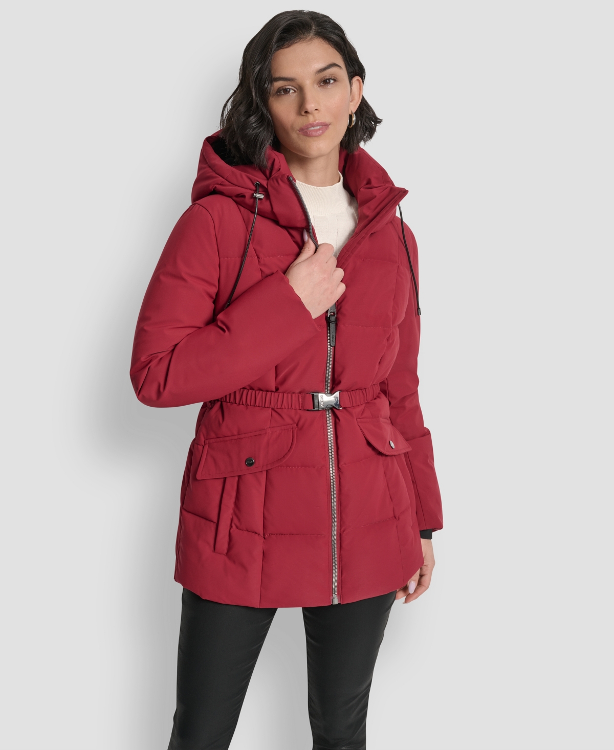 Click here for Dkny Womens Belted Hooded Puffer Coat - Tibetn prices