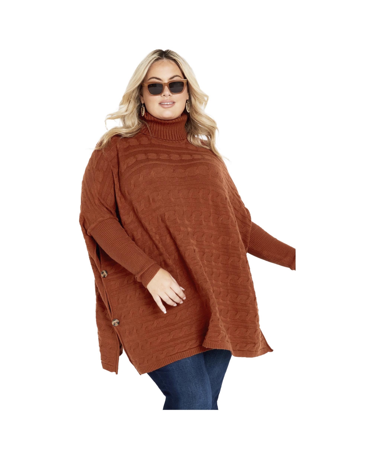 Click here for Avenue Womens Plus Size Bella Poncho Sweater - Spi... prices