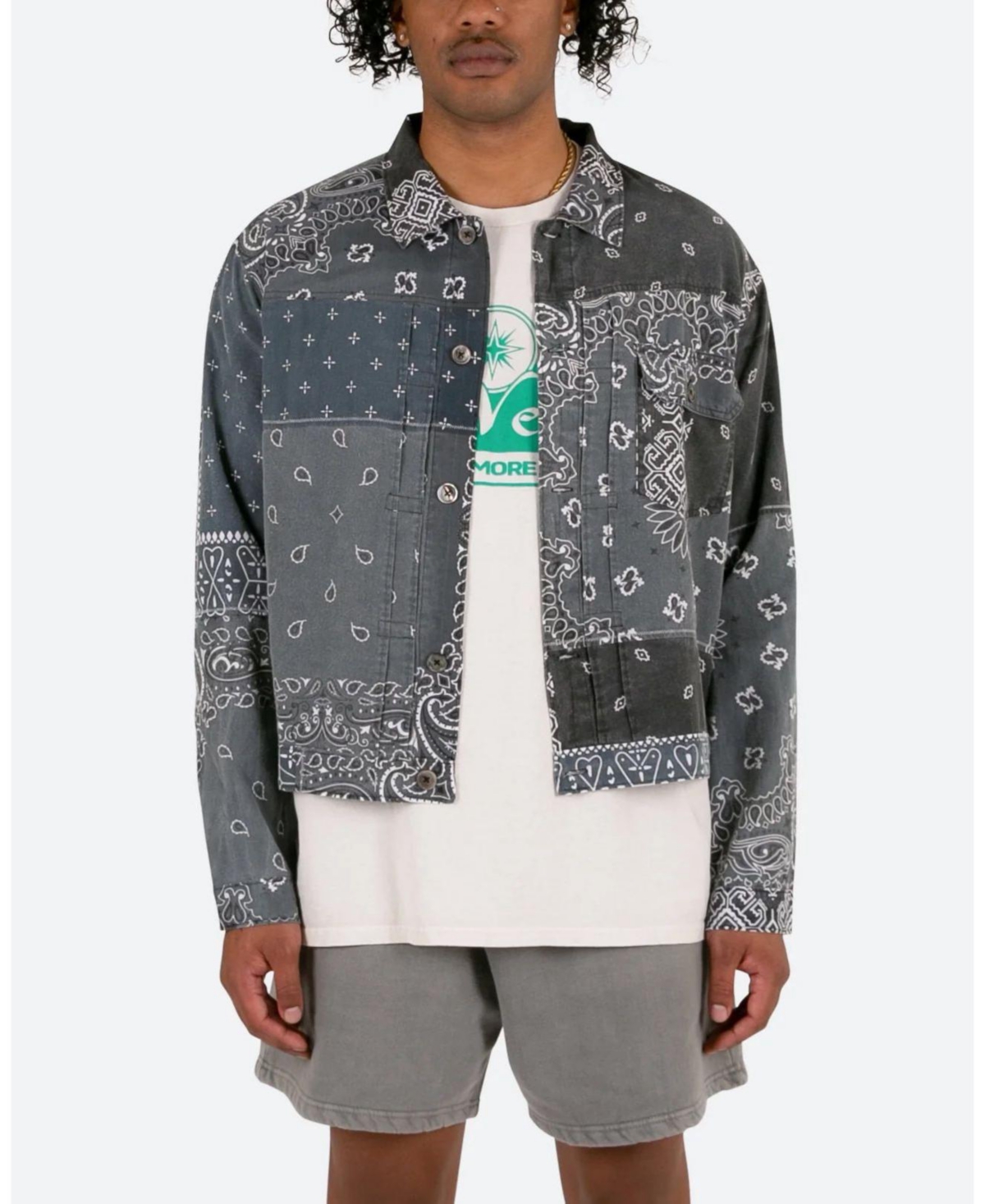 Click here for mnml Mens Bandana Trucker Shirt - Black prices