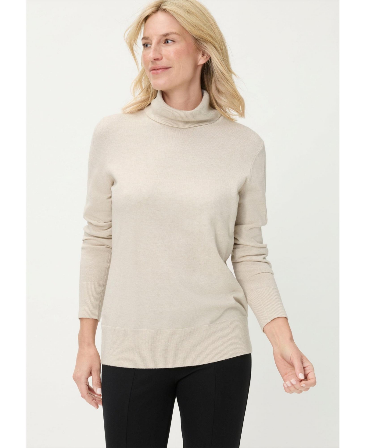 Click here for Olsen Womens Turtleneck Sweater - Almond beige mel... prices