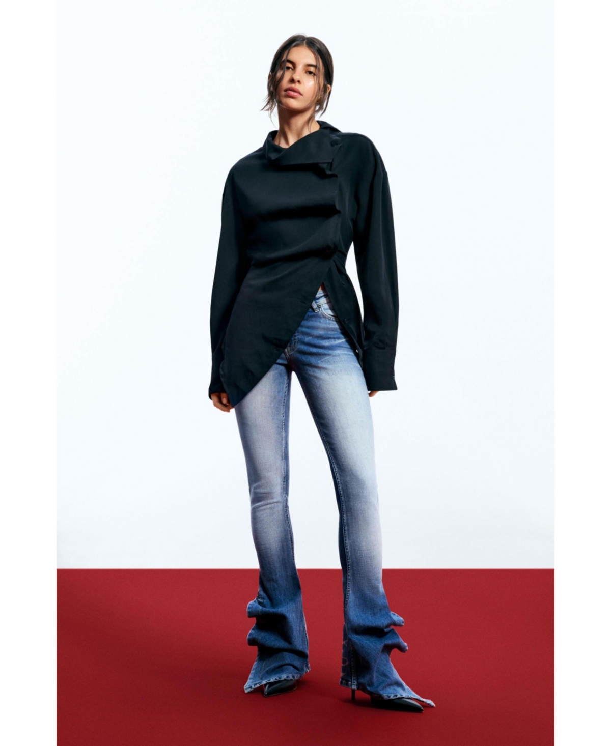 Click here for Desigual Womens Asymmetric egonlab shirt - Black prices