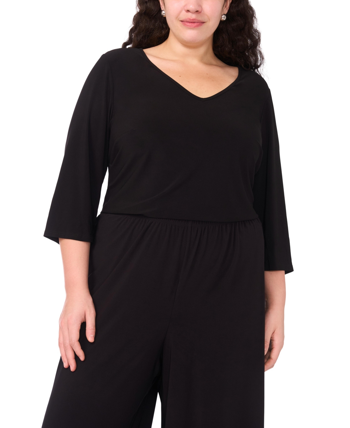 Click here for Vince Camuto Plus Size V-Neck Top - Rich Black prices