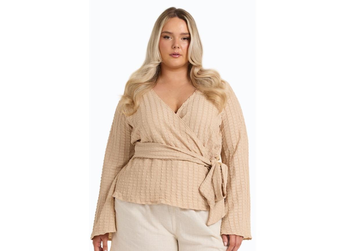 Click here for Fashion-szn Curve Womens Kimono Wrap Front Belted... prices