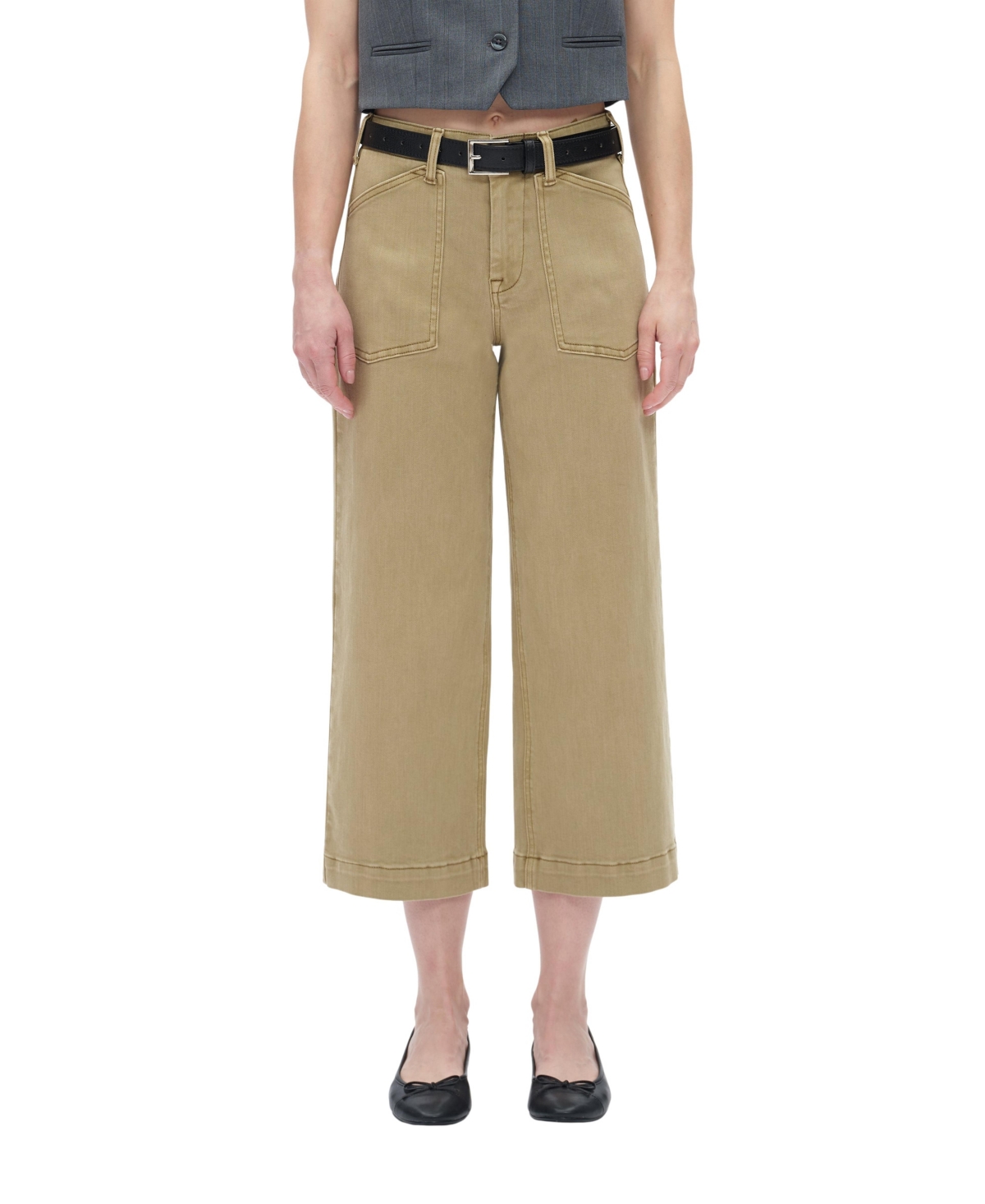 Click here for Bayeas Womens Mid-Rise Wide-Leg Patch-Pocket Capri... prices