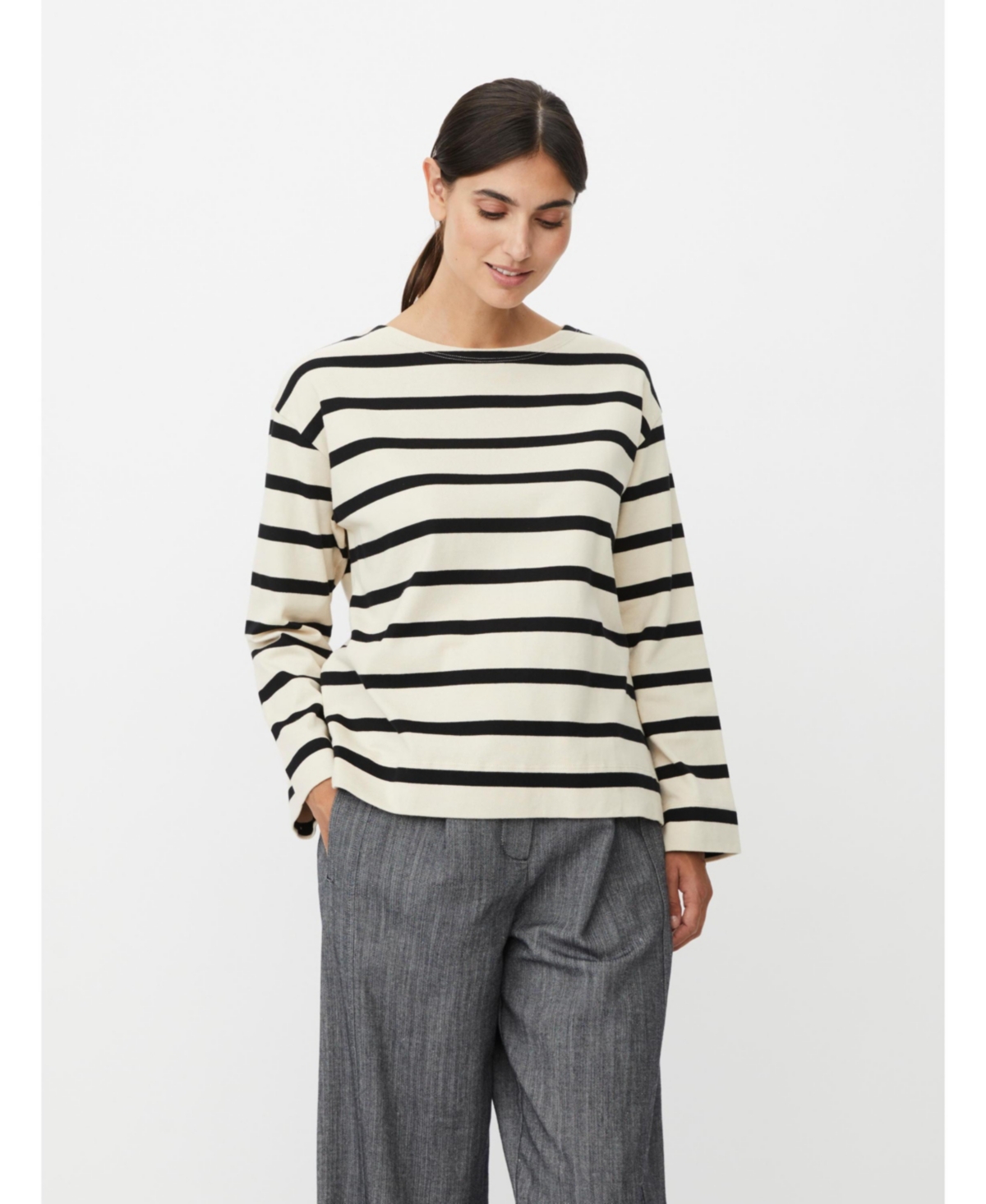 Click here for Masai Copenhagen Womens Striped Top - Black prices