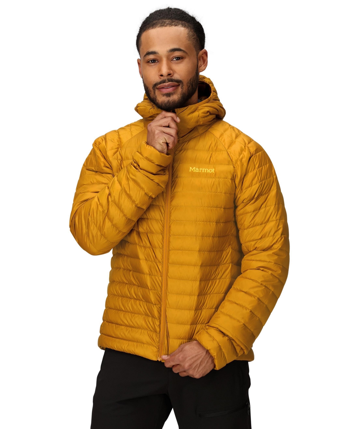 Click here for Marmot Mens Hype Down Hooded Jacket - Honey glaze prices