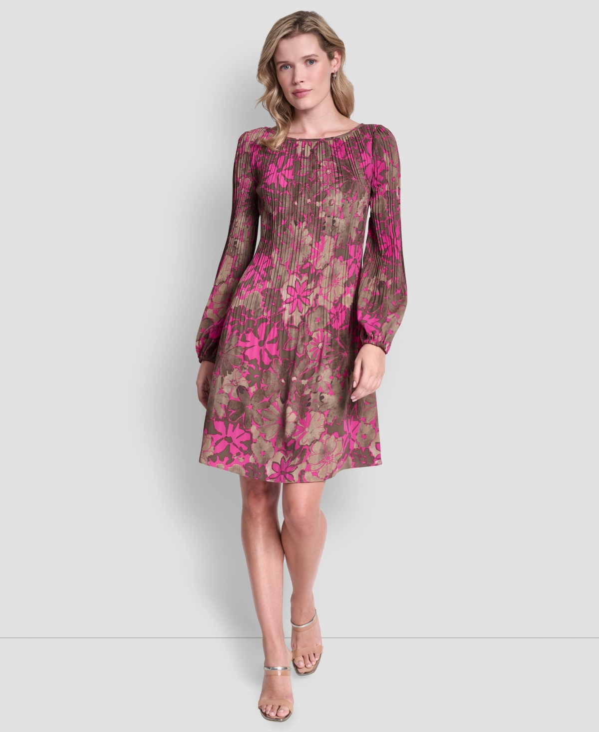 Click here for Dkny Womens Long-Sleeve Release Pleat Shift Dress... prices