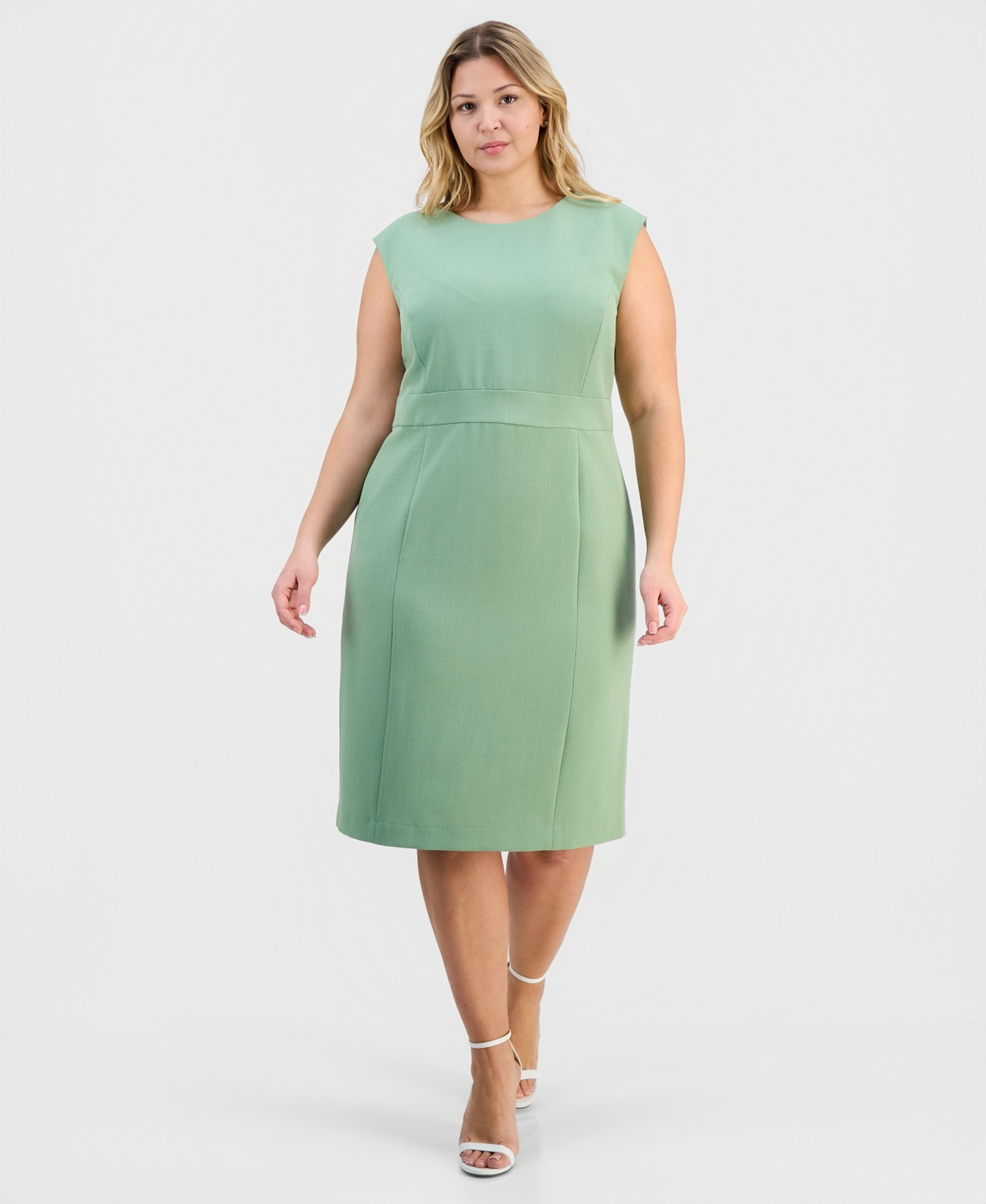 Click here for Kasper Plus Size Round-Neck Stretch-Crepe Sheath D... prices