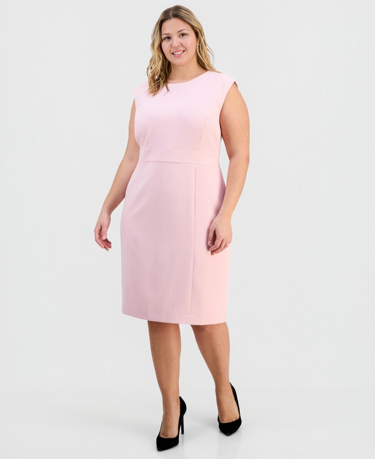 Click here for Kasper Plus Size Round-Neck Stretch-Crepe Sheath D... prices