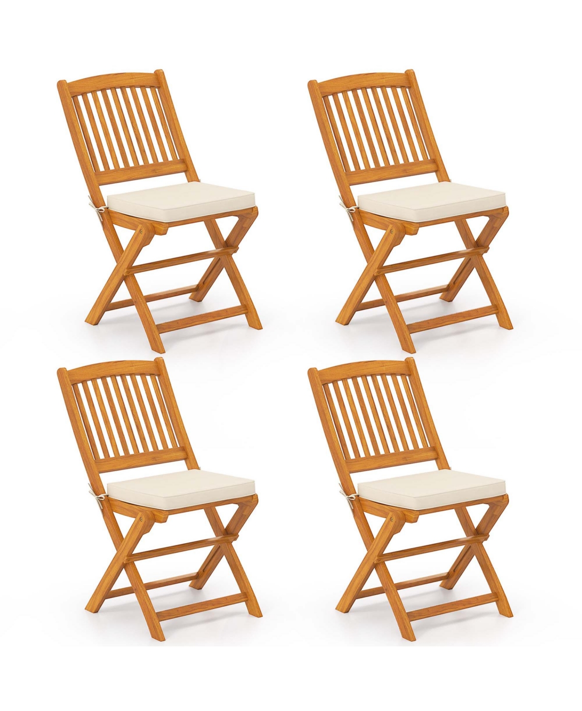Click here for Outdoor Folding Chairs Set of 4 Acacia Wood High-B... prices