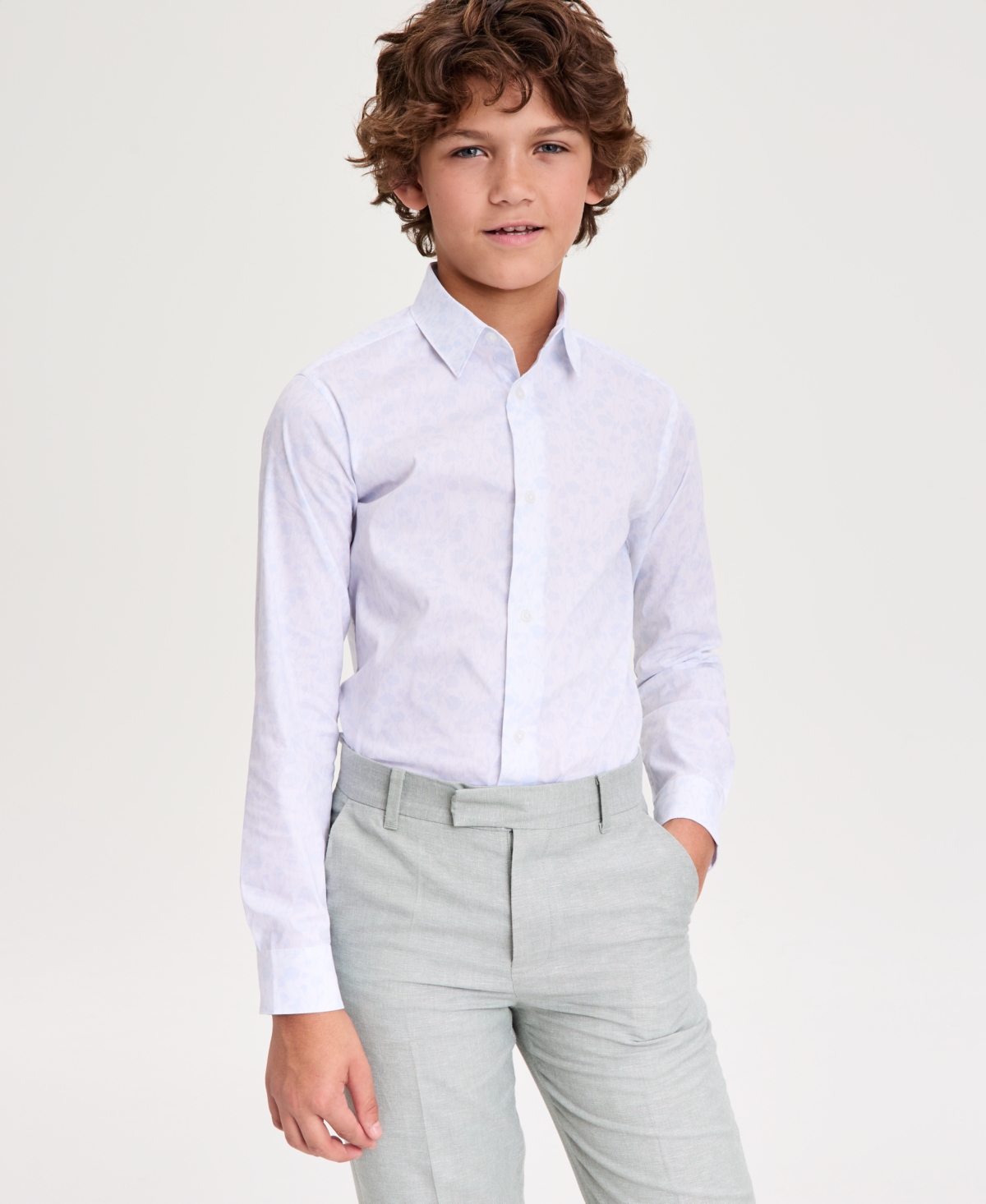 Click here for Calvin Klein Boys 8-20 Dotted Floral Print Dress S... prices