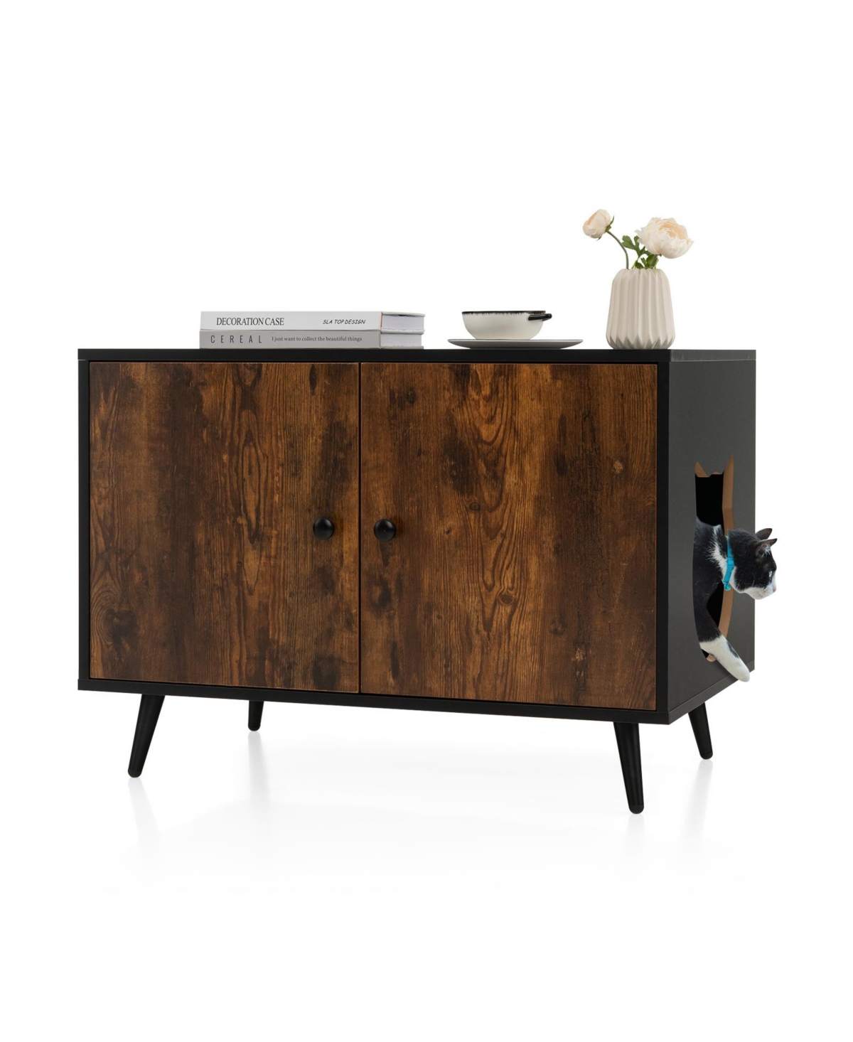 Click here for Sugift Industrial Cat Litter Box Enclosure with Di... prices