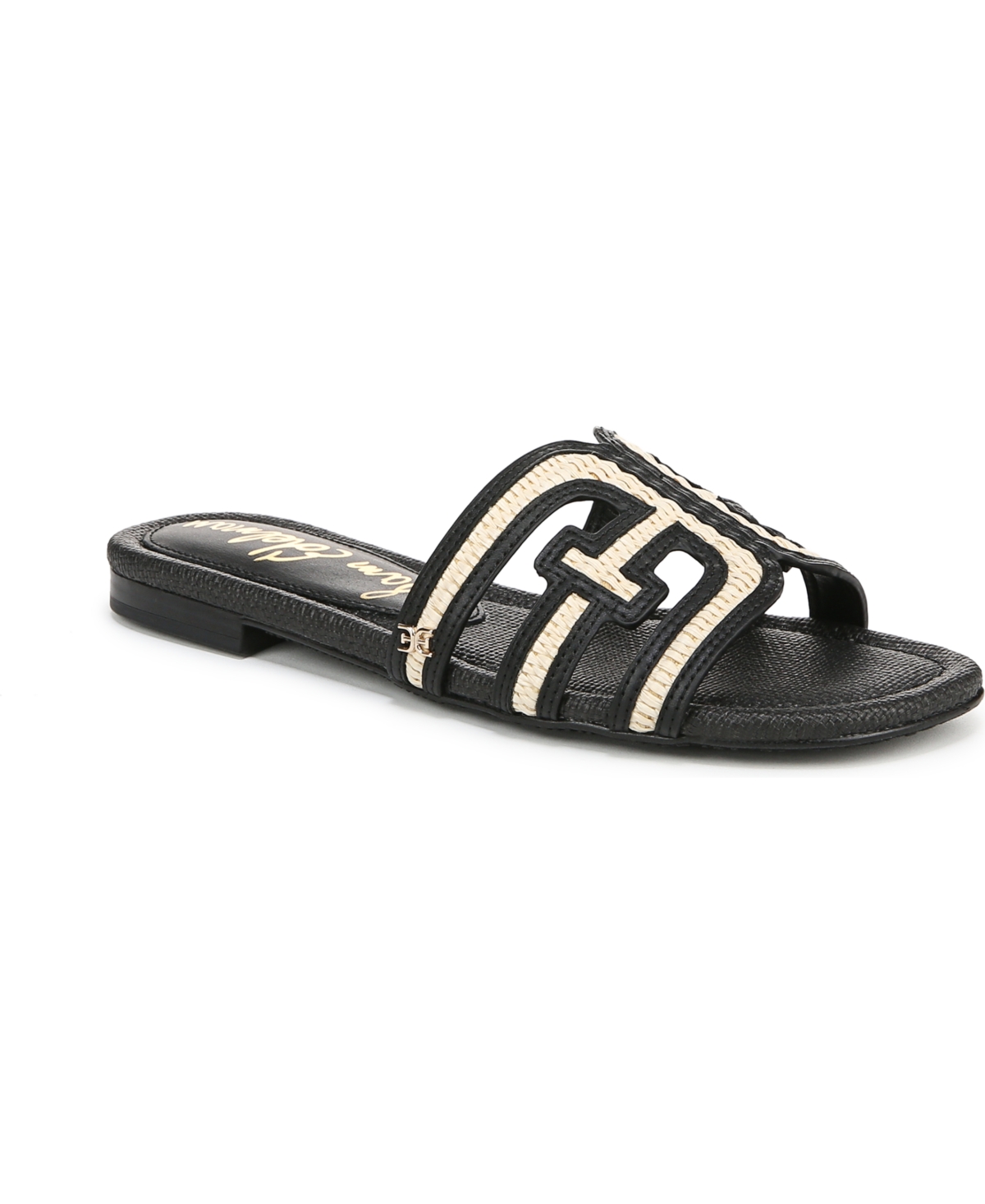 Sam Edelman Womens Bay Slip-On Flat Sandals - Linen  Black