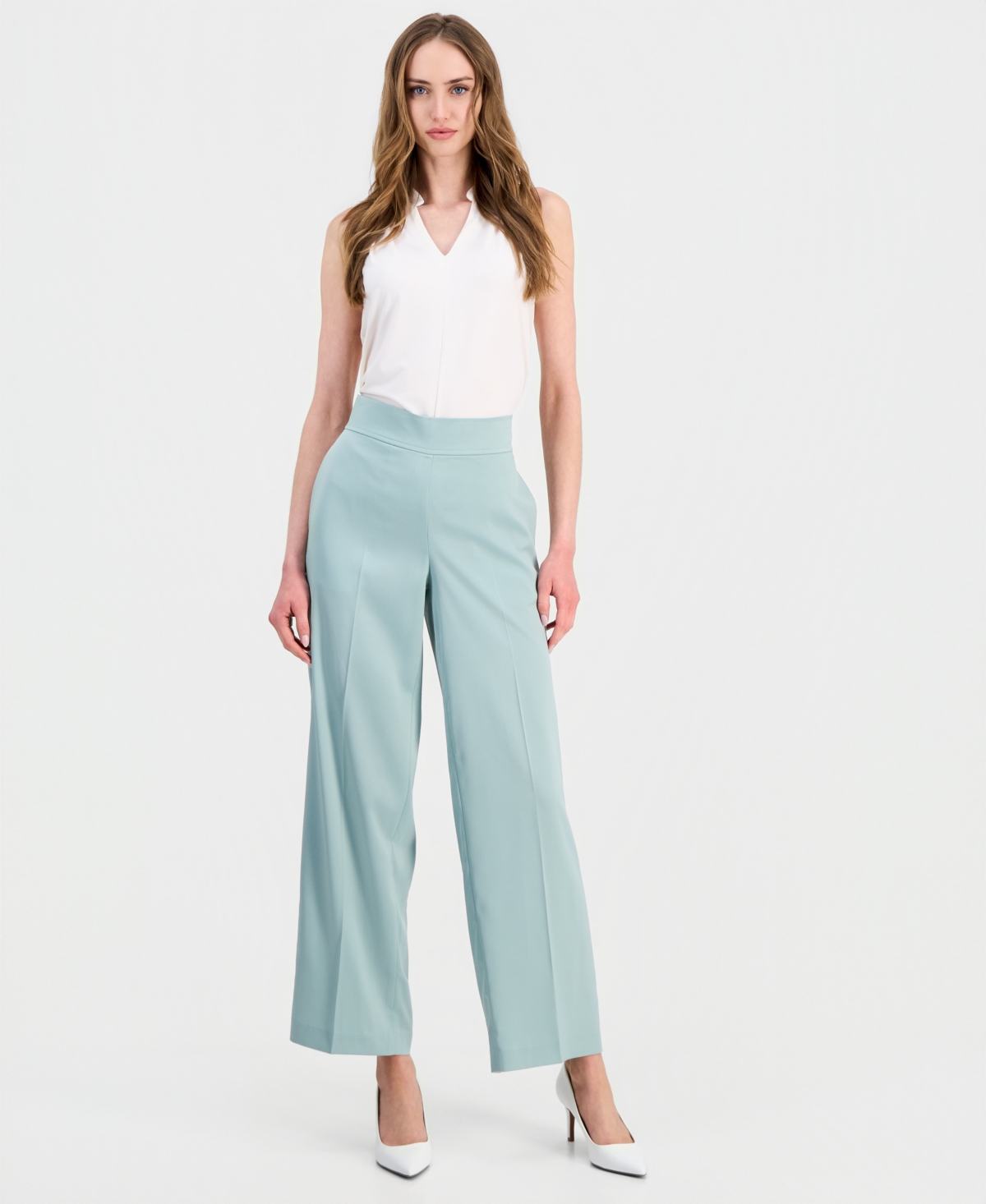 Click here for Anne Klein Womens Pull-On High-Rise Wide-Leg Pants... prices