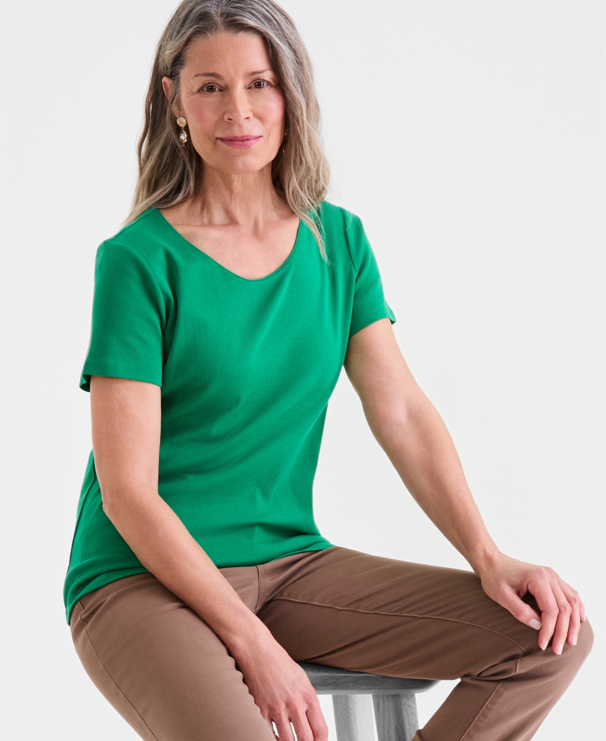 Click here for Style & Co Petite Cotton Scoop-Neck Short-Sleeve T... prices