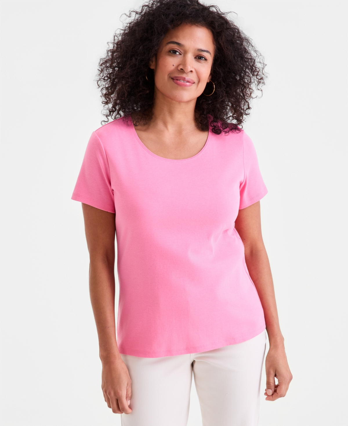 Click here for Style & Co Petite Cotton Scoop-Neck Short-Sleeve T... prices