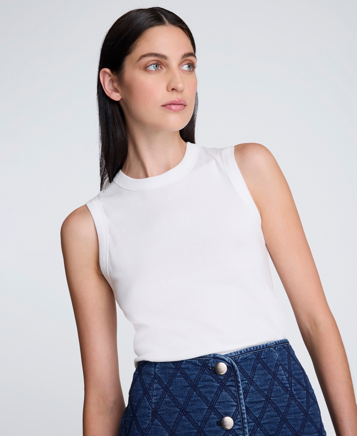 Click here for Kenneth Cole Womens Crewneck Tank Top - Pure White prices