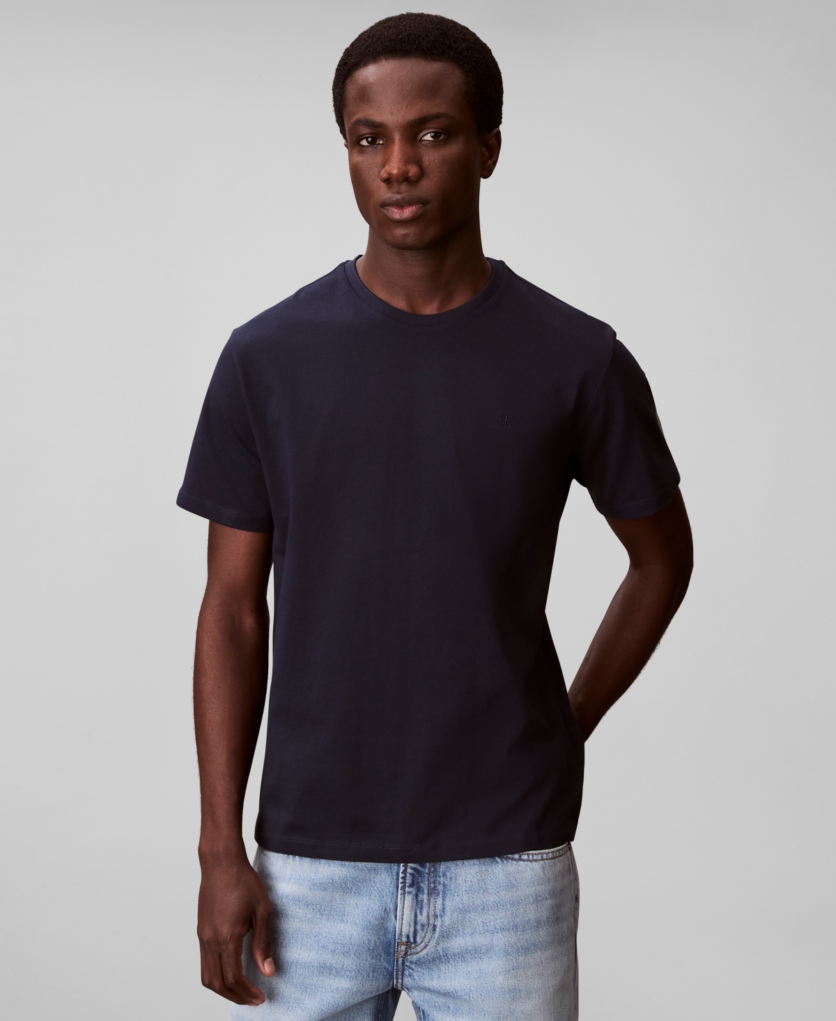 Click here for Calvin Klein Mens Solid Crewneck T-Shirt - Dark Sa... prices