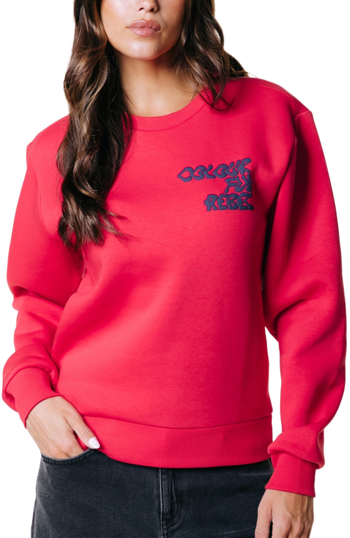 Click here for Colourful Rebel Womens Logo Wave Relaxed Sweater -... prices