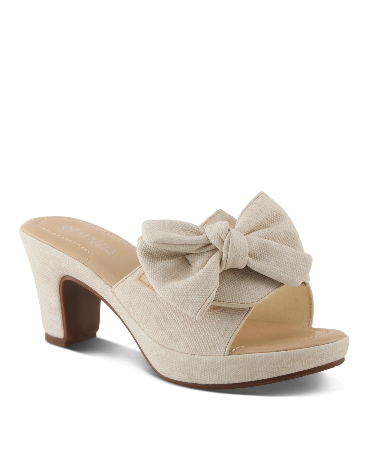 Patrizia Womens Normajean Denim Bow Slide Heeled Sandals - Bone