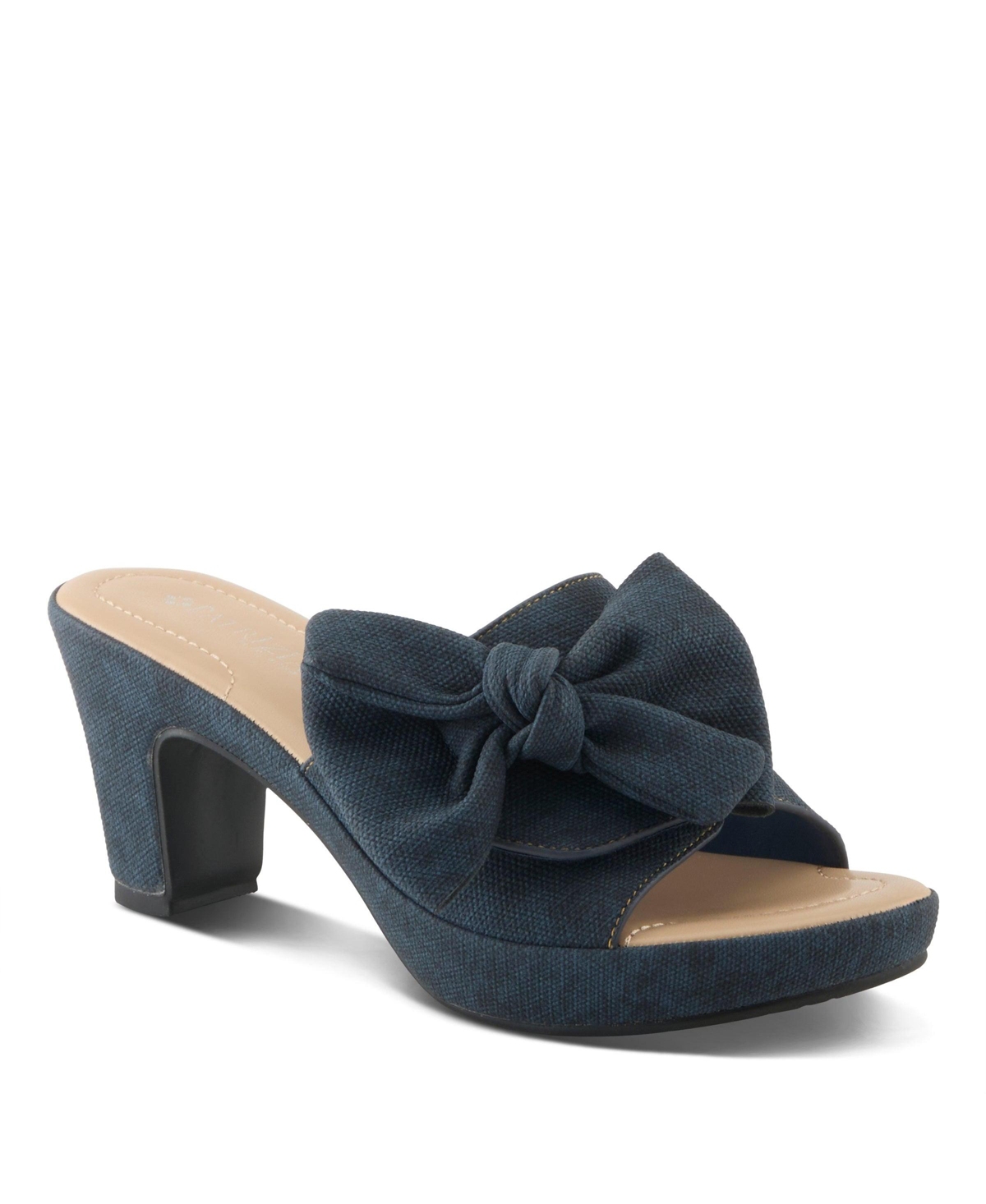Patrizia Womens Normajean Denim Bow Slide Heeled Sandals - Dark denim blue