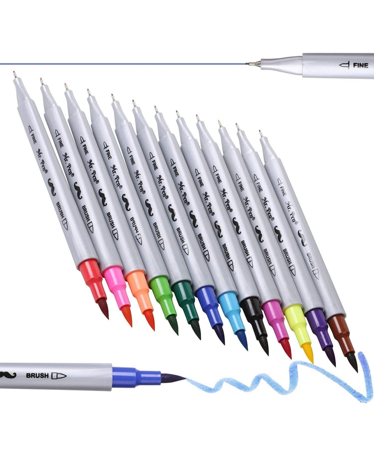 Click here for Mr. Pen Dual Tip Brush Pens  12 Colors  Art Marker... prices