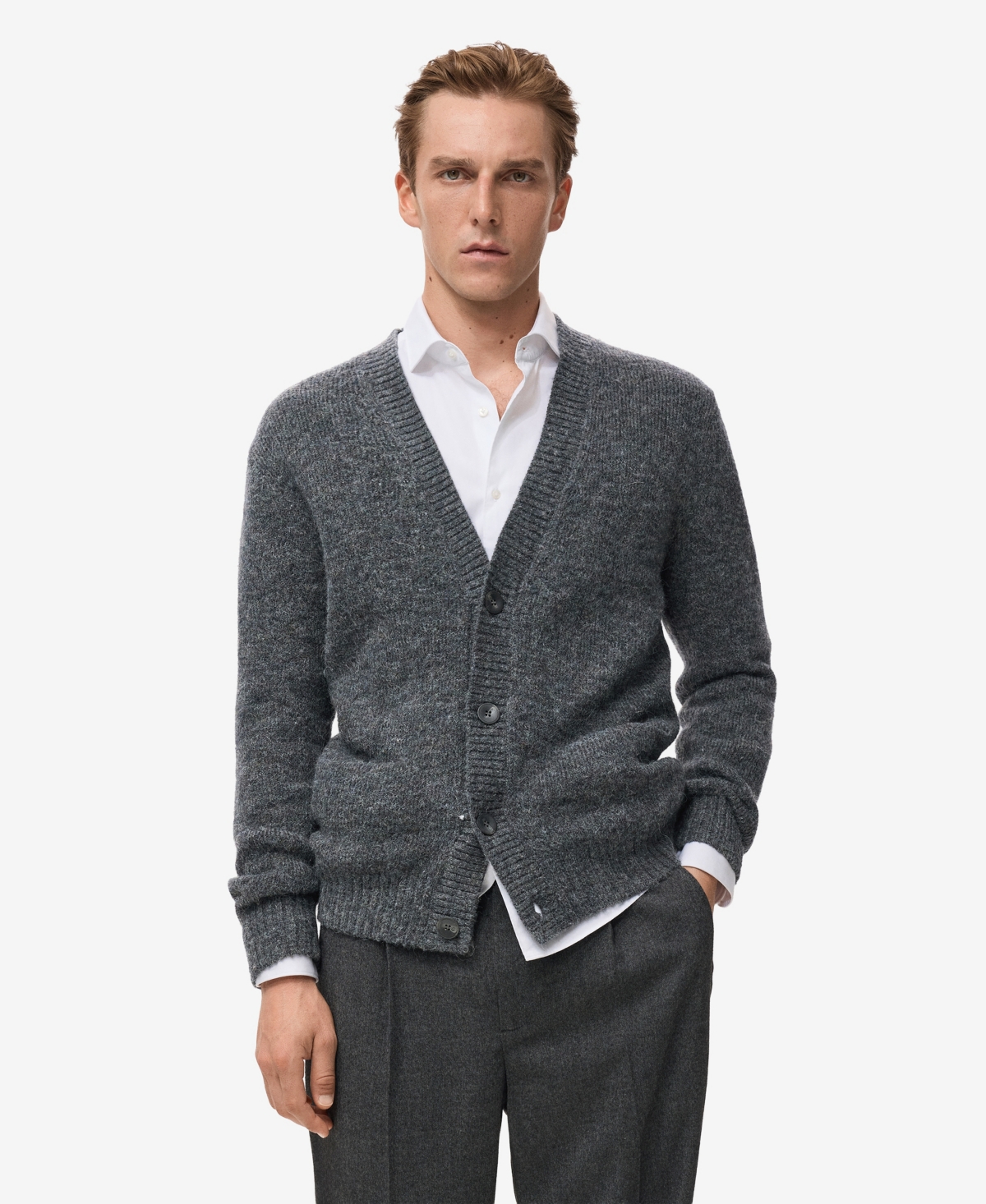 Click here for Mango Mens Knitted Button Cardigan - Indigo Blue prices