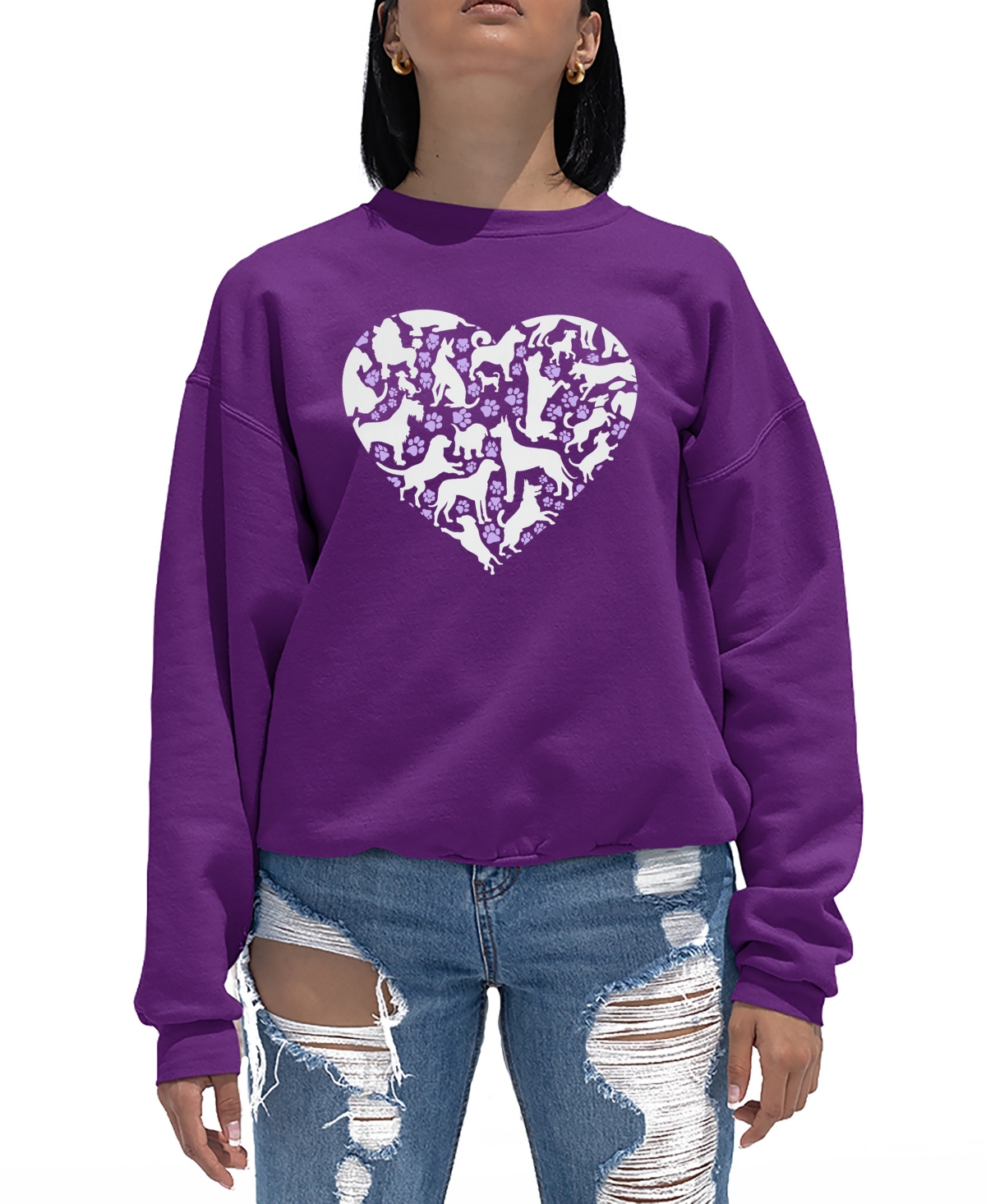 Click here for La Pop Art Womens Dog Heart Word Art Crewneck Swea... prices