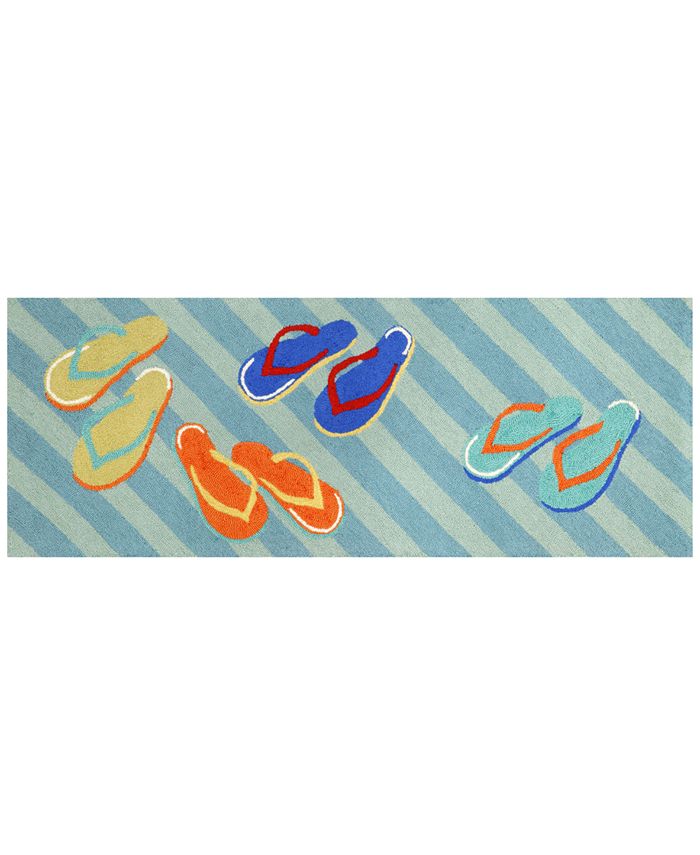 Liora Manne' Liora Manne Front Porch Indoor/Outdoor Flip Flops Blue 2'3 ...