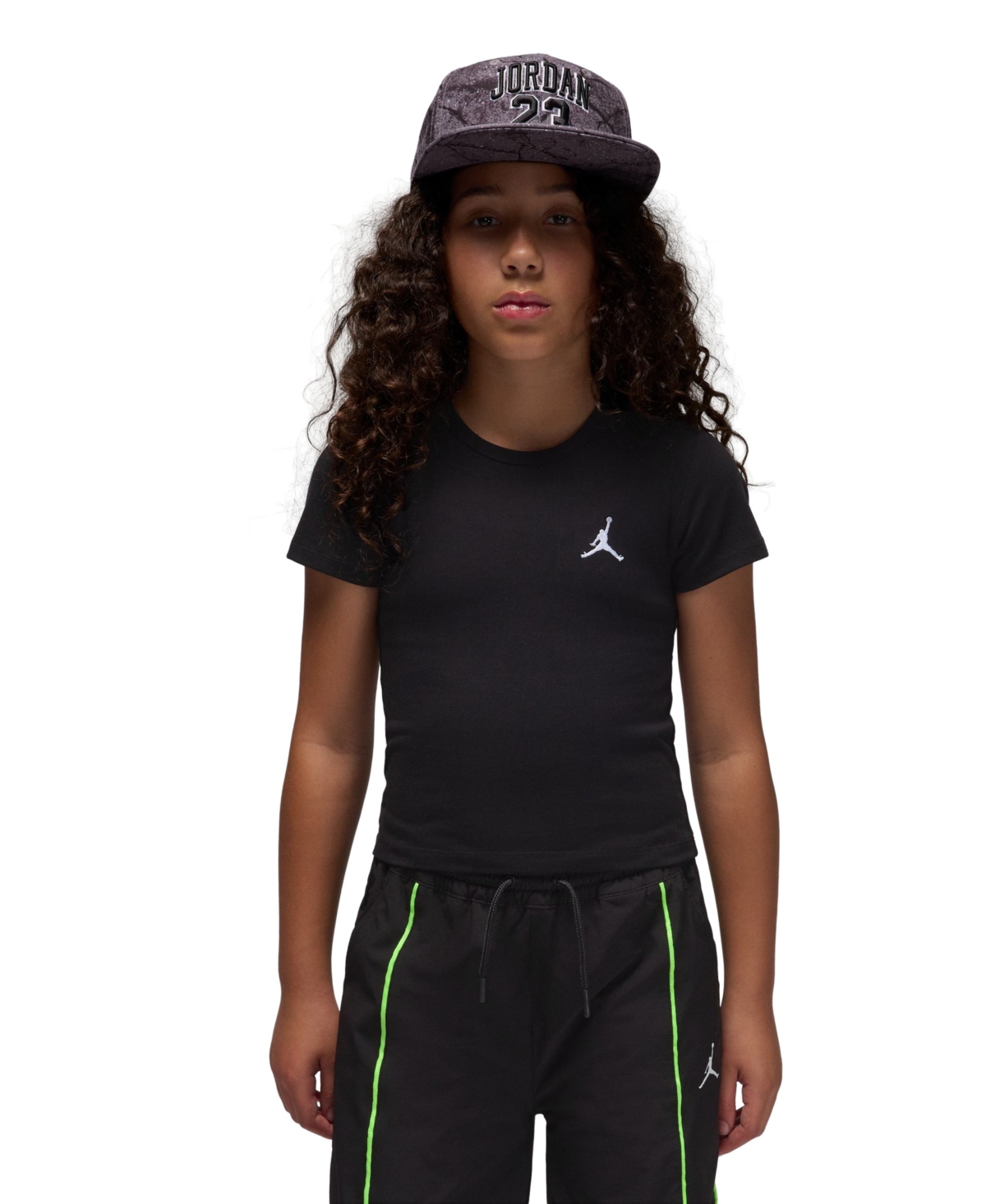Click here for Jordan Big Girls Brooklyn Essentials T-Shirt - Bla... prices