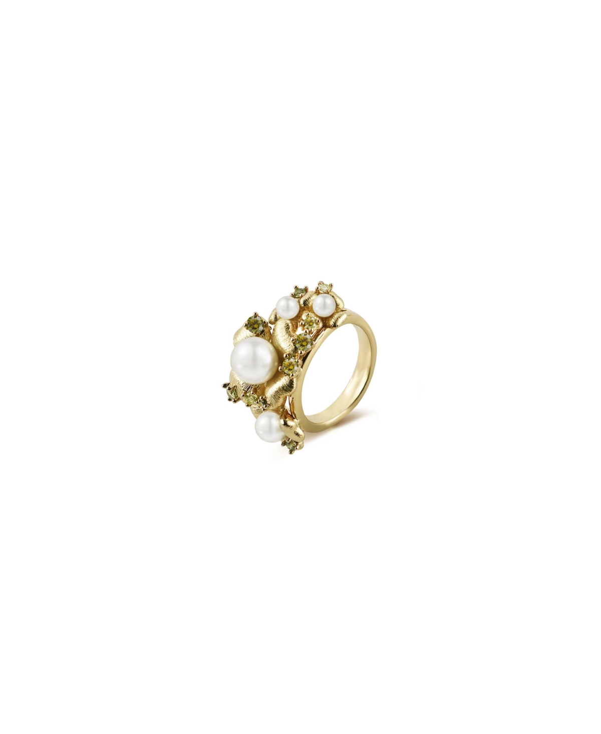 Click here for Retro Chic Garden Blossom Wide Ring - Gold  white... prices