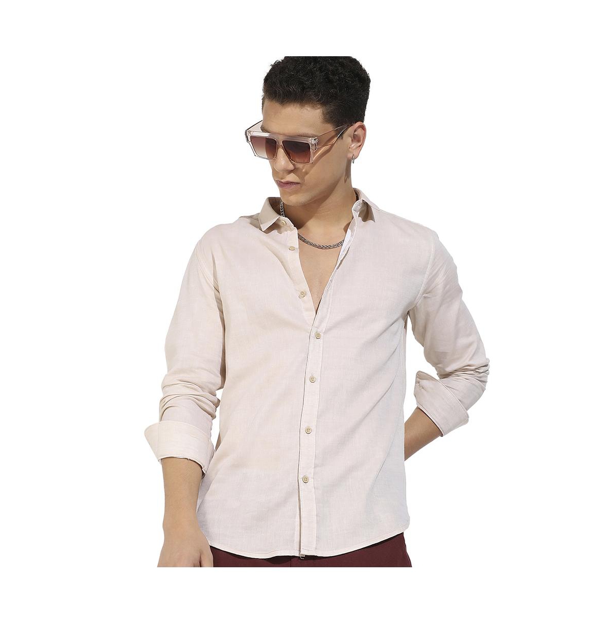 Click here for Campus Sutra Mens Beige Basic Oxford Shirt - Beige prices
