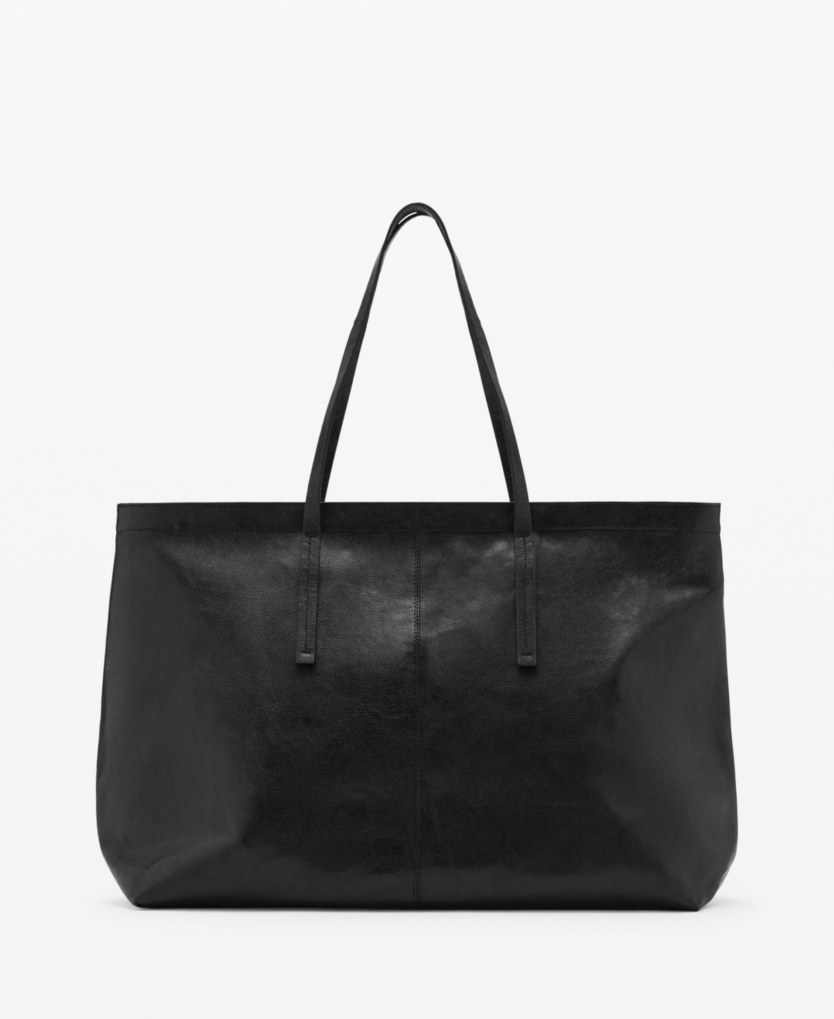 Click here for Mango Womens Leather Shopper Bag - Black prices