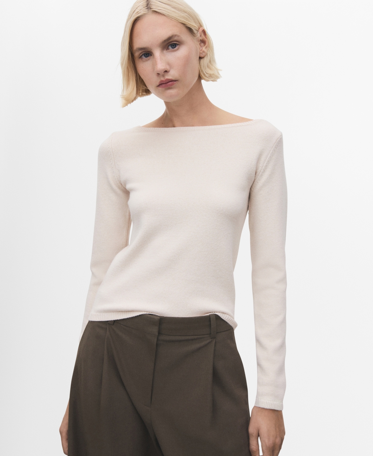 Click here for Mango Womens Boat Neck Sweater - Ecru prices