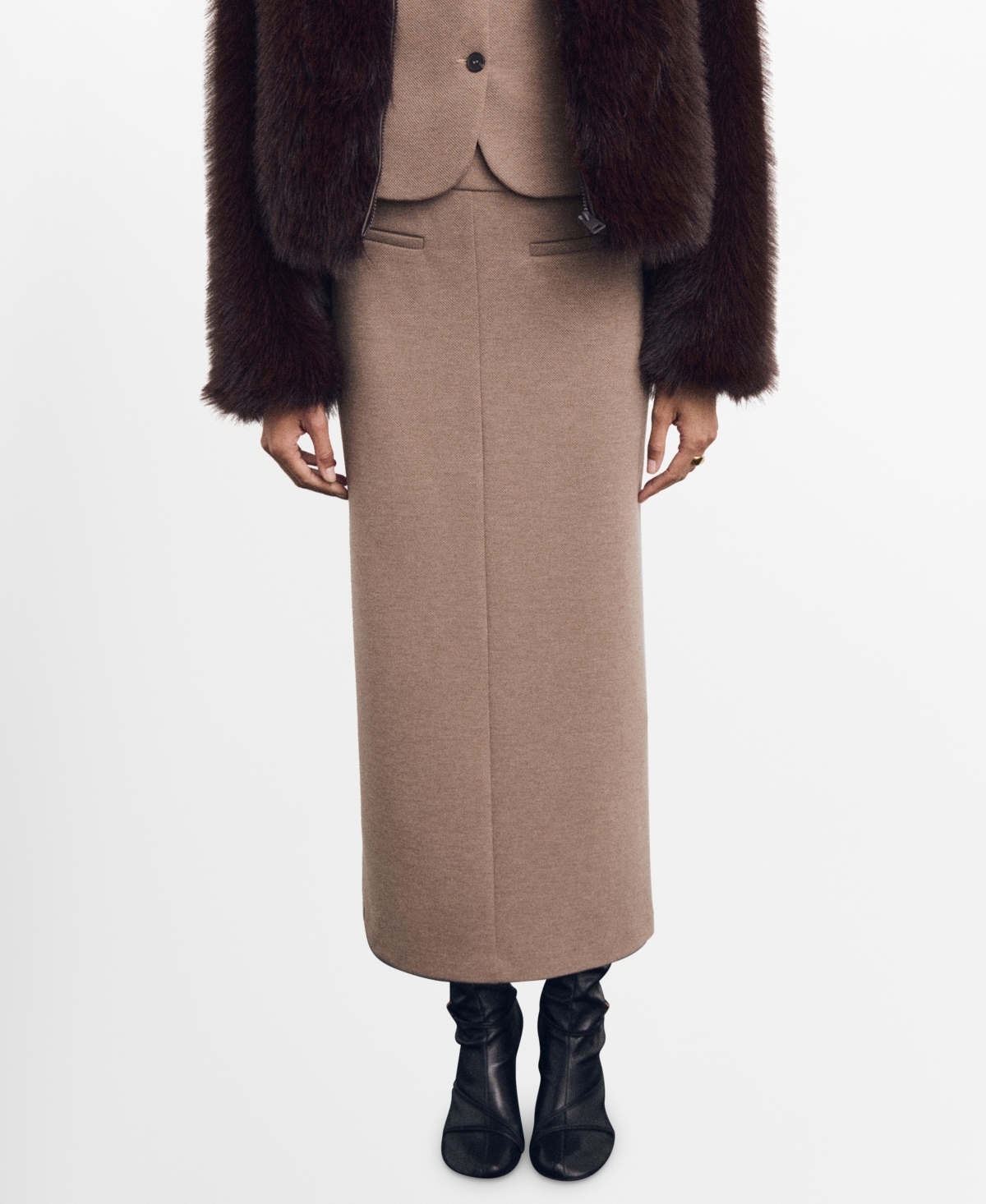 Click here for Mango Womens Suit Pencil Skirt - Brown prices