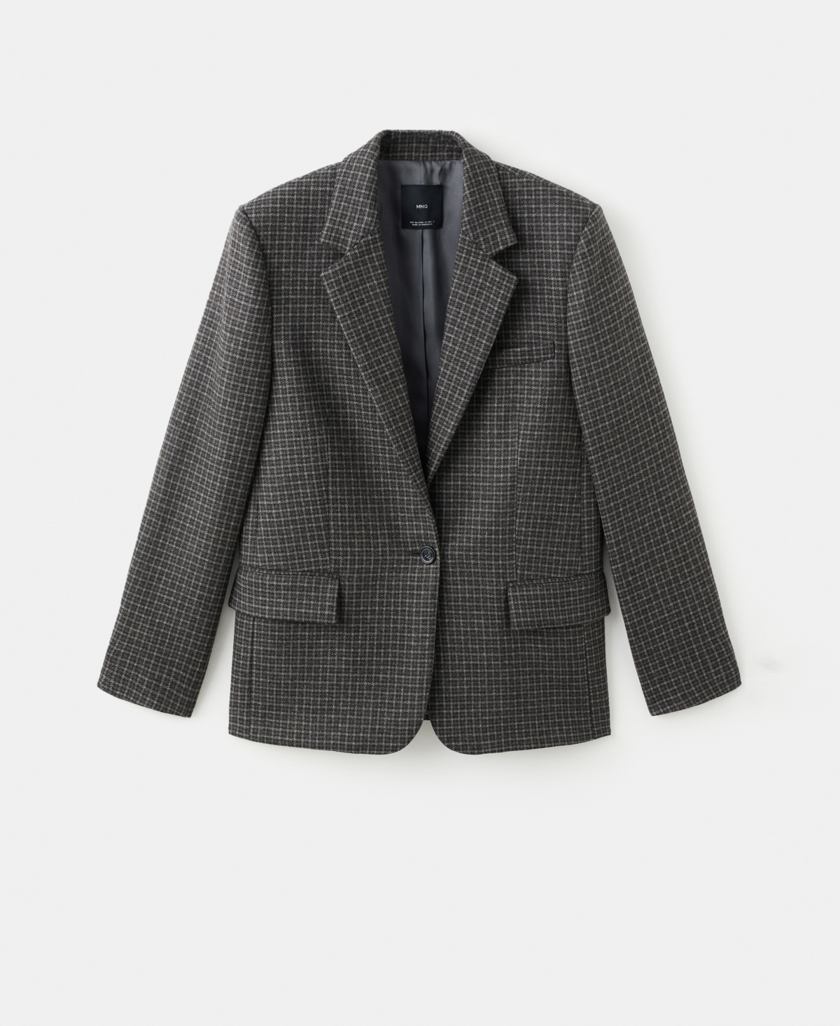 Click here for Mango Womens Wool Check Blazer - Grey prices