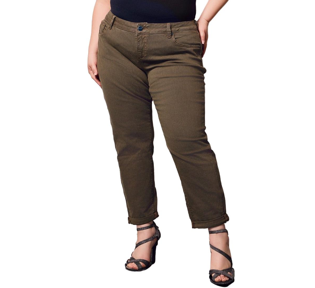 Click here for Slink Jeans Womens Color Mid Rise pants in rolled... prices