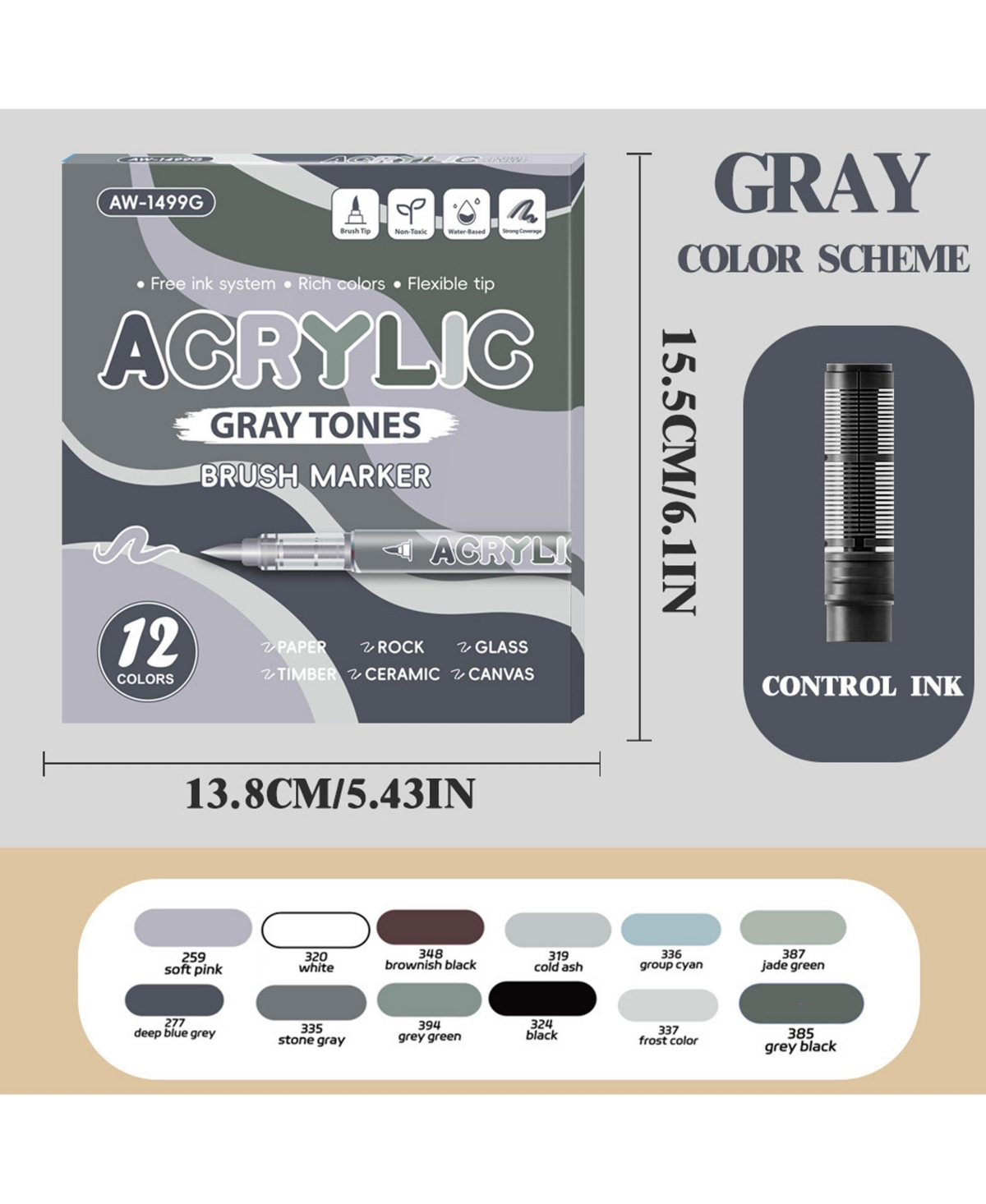 Click here for Htutwoo 12 Colors Gray Tones Art Markers  Soft Bru... prices