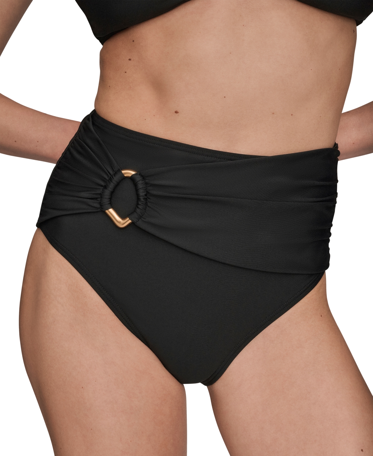 Click here for Donna Karan Womens High-Waist Bikini Bottoms - Bla... prices