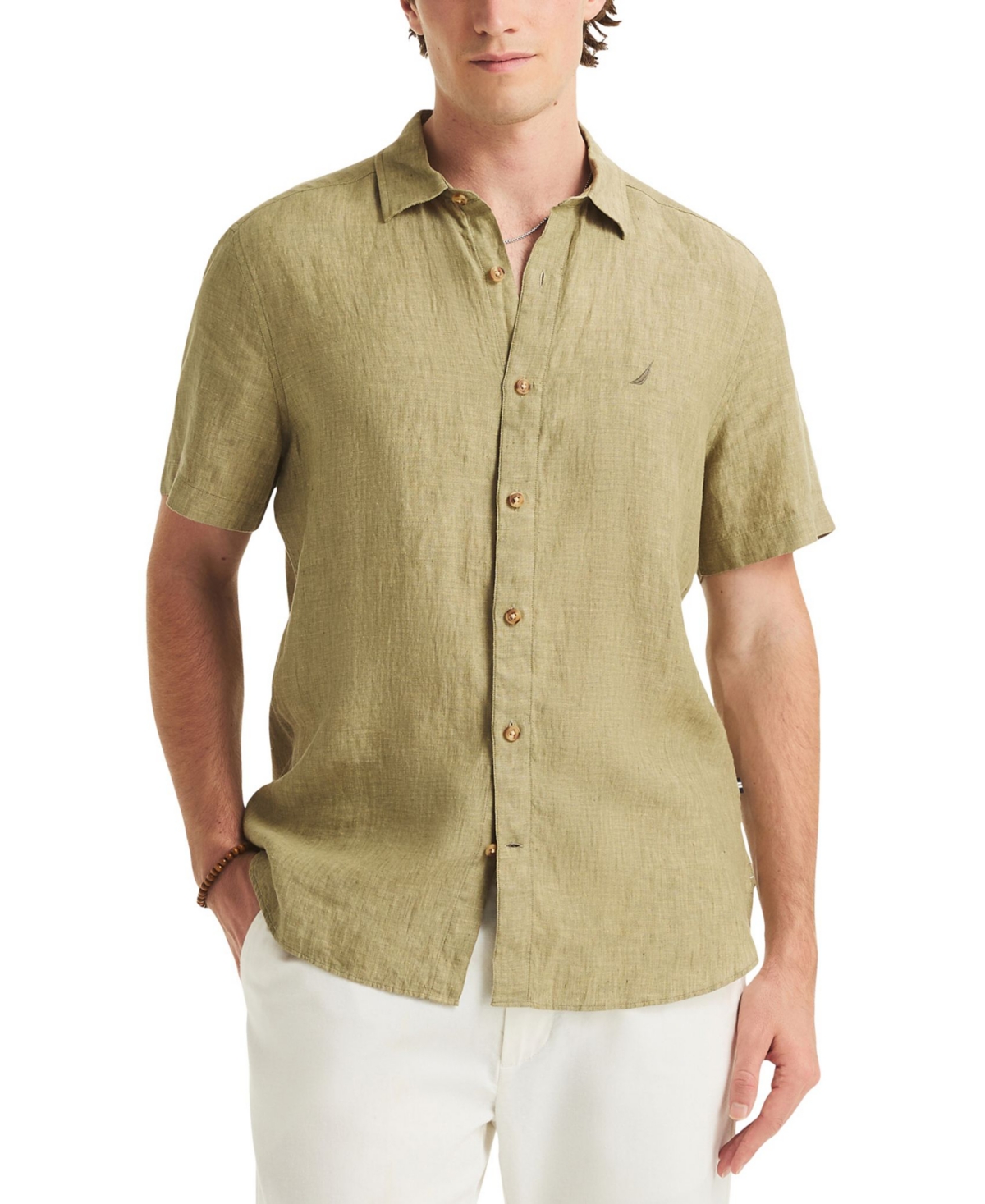 Click here for Nautica Mens Classic-Fit Solid Linen Short-Sleeve... prices